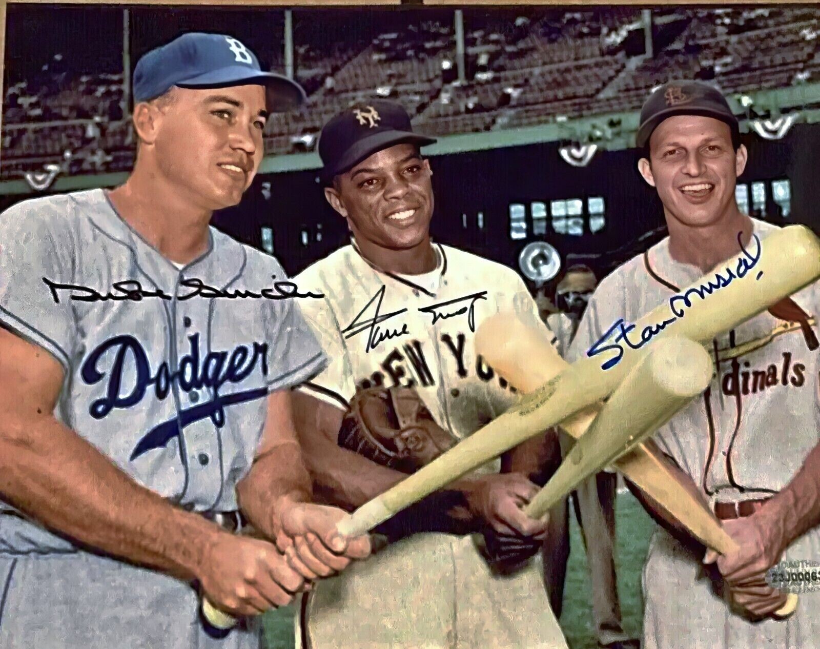 Willie Mays-Duke Snider- Stan Musial signed 8x10 Photo with HOF reprint ...