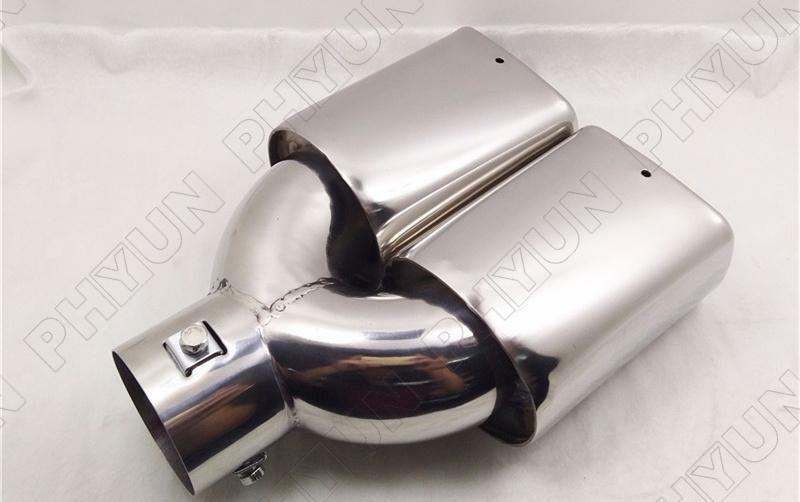 1pc Chrome 2.5" Inlet Car Exhaust Muffler Tip Dual Square Tail Pipe ...