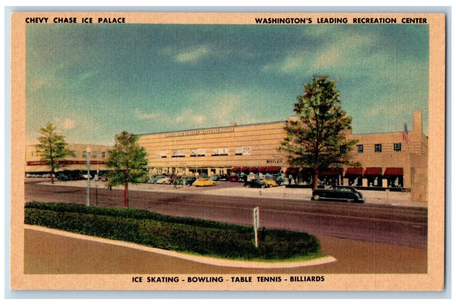 Washington D.C. Postcard Chevy Chase Ice Palace Recreation Center Ice ...