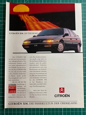 Citroen XM On The Road Oldtimer Original 1992 Vintage Advert Werbung ...