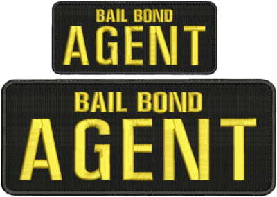 Bail Bond Agent embroidery patches 4x10 and 2.5x6 hook yellow letters ...