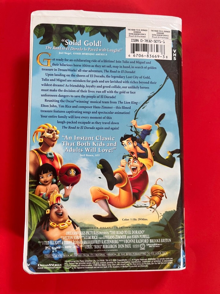 The Road to El Dorado (VHS, 2000, Clam Shell) children's animation ...