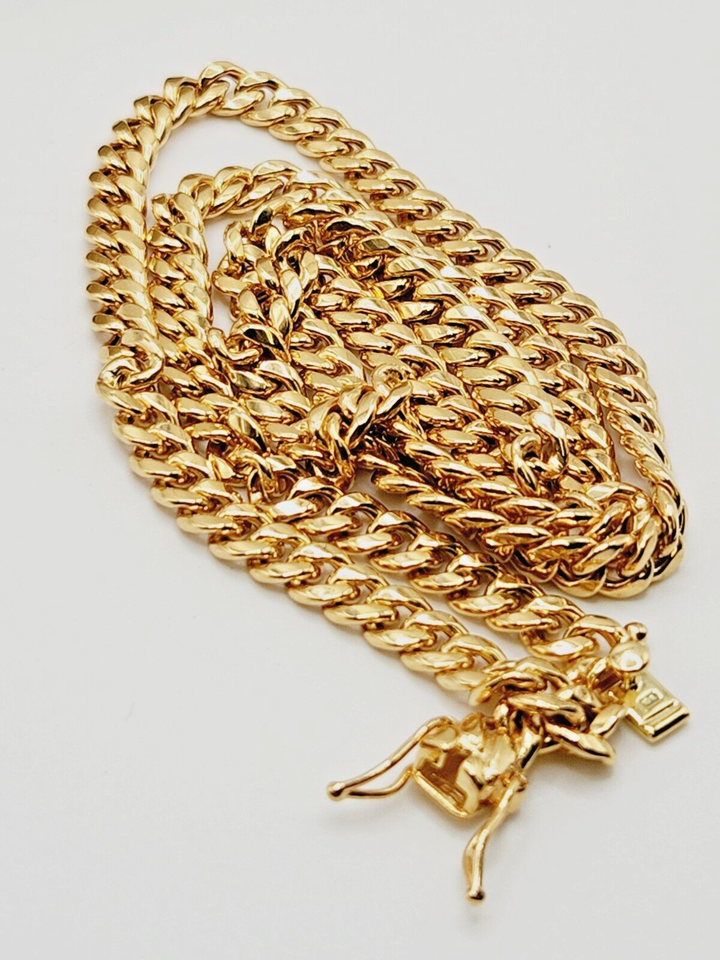10KT Yellow Gold* Cuban Link Semi Solid Chain 24" x 6.3mm x 2.5mm Box ...