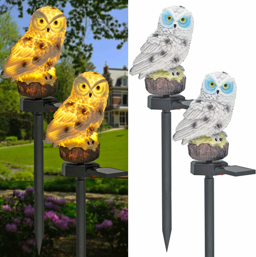 Solar Owl Outdoor Garden Light, 2 Pack Outdoor Path Solar Powered Owl ...