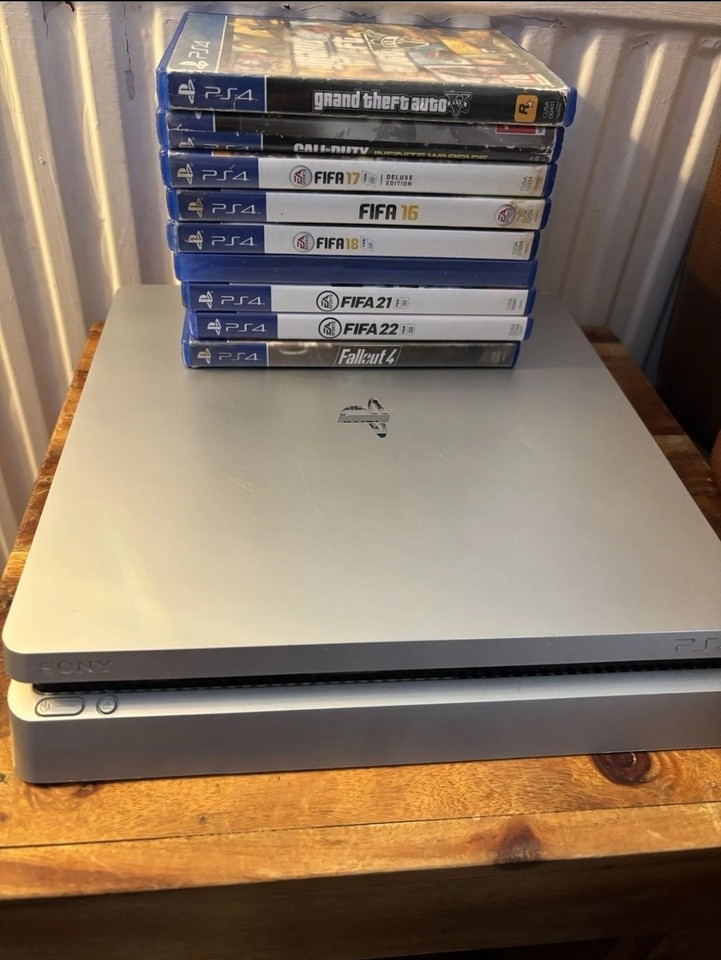 PS4 Slim 500gb - Rare Gray Console Bundle GTA 5 +8 Games Fan is quiet ...