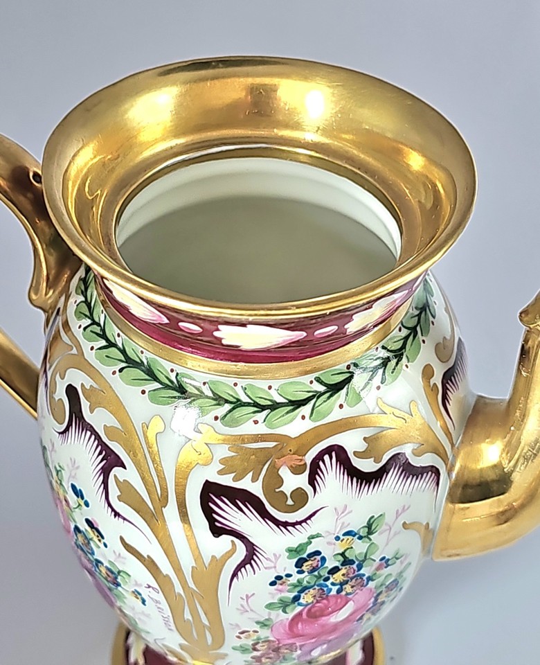 Antique Limoges Decor Main France Coffee/Tea Pot . Signed R.Brisson ...