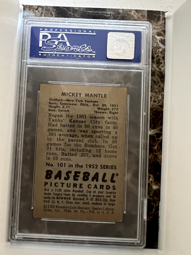 1952 Mickey Mantle Card Excellent Condition (Off Focus) | eBay