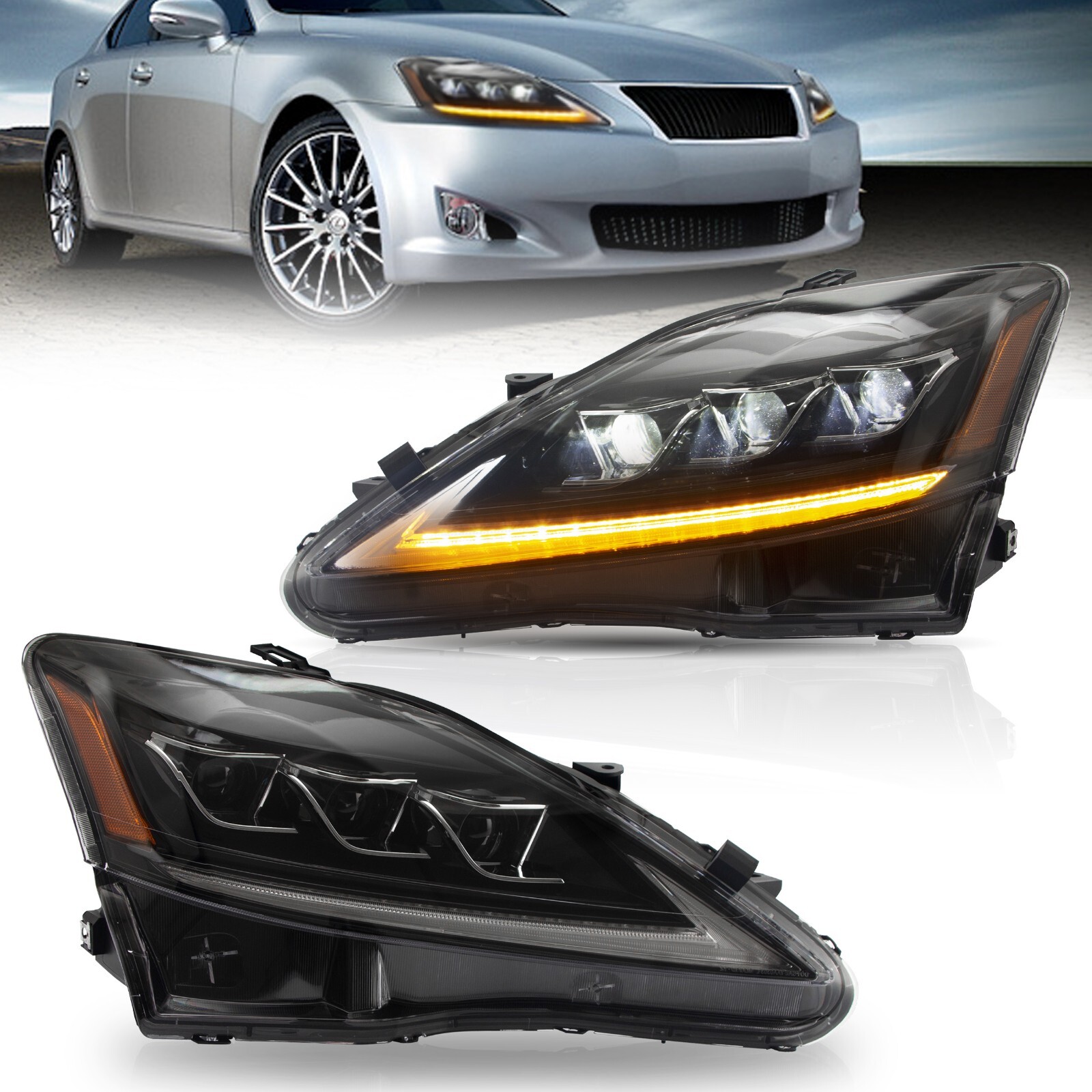 VLAND LED Headlights for 2006-2014 Lexus IS250 IS300 IS350 ISF IS200d ...