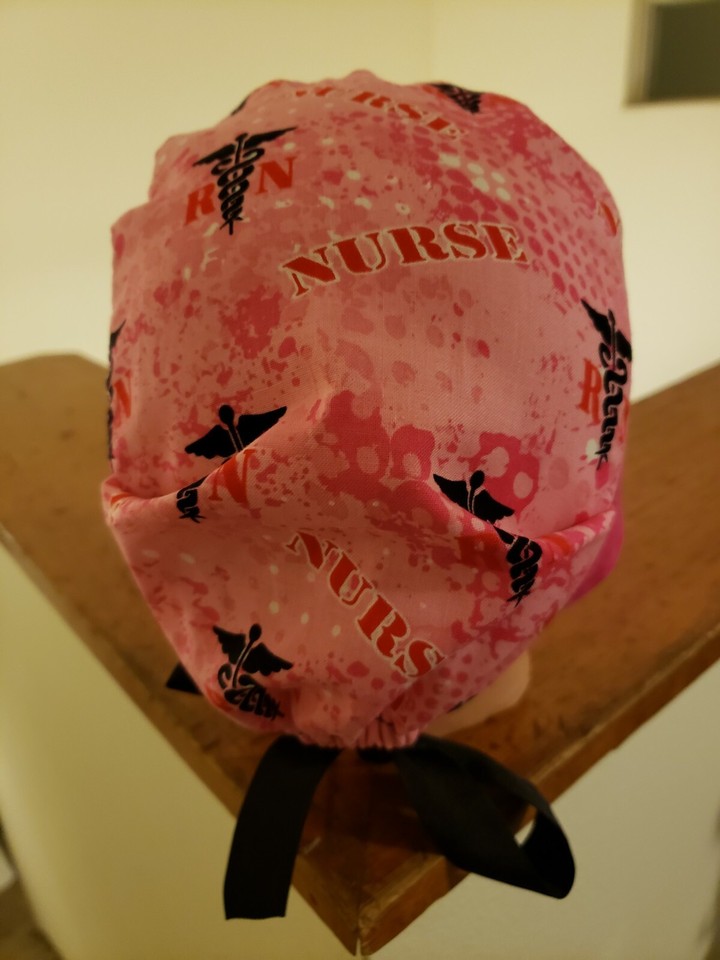 RN NURSE WITH PINK BAND pixie style surgical scrub hats | eBay