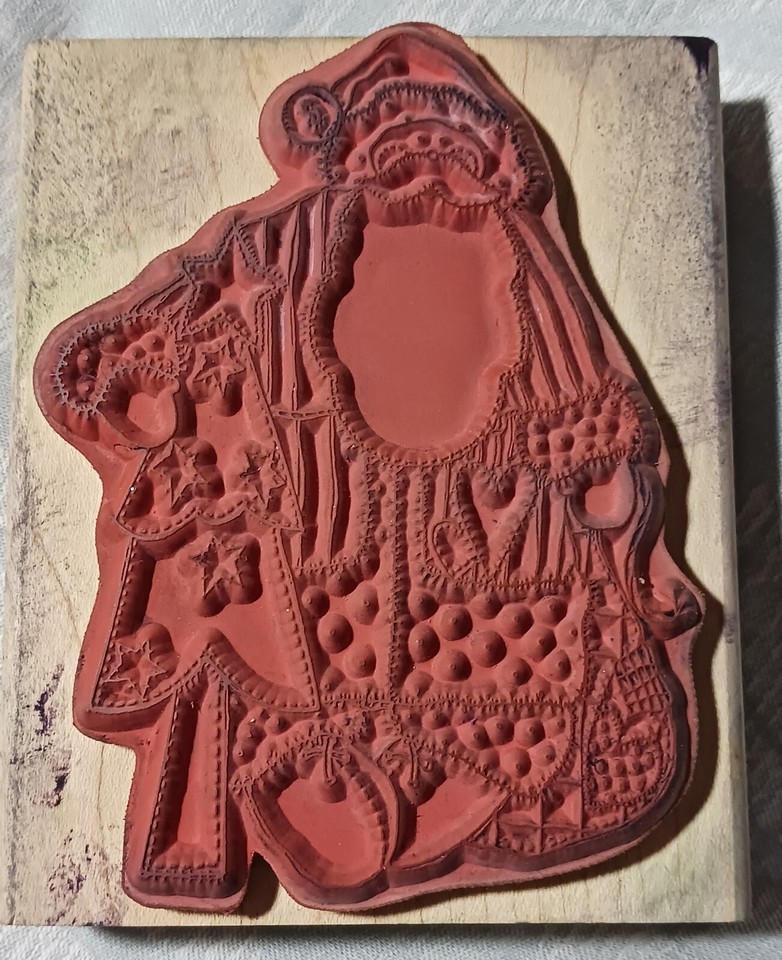 Annette Watkins Patchwork Santa Claus Christmas Rubber Stamp J1438 VTG ...