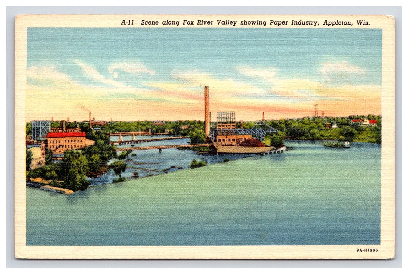 Postcard: WI Scene Along Fox River Valley, Appleton, Wisconsin ...