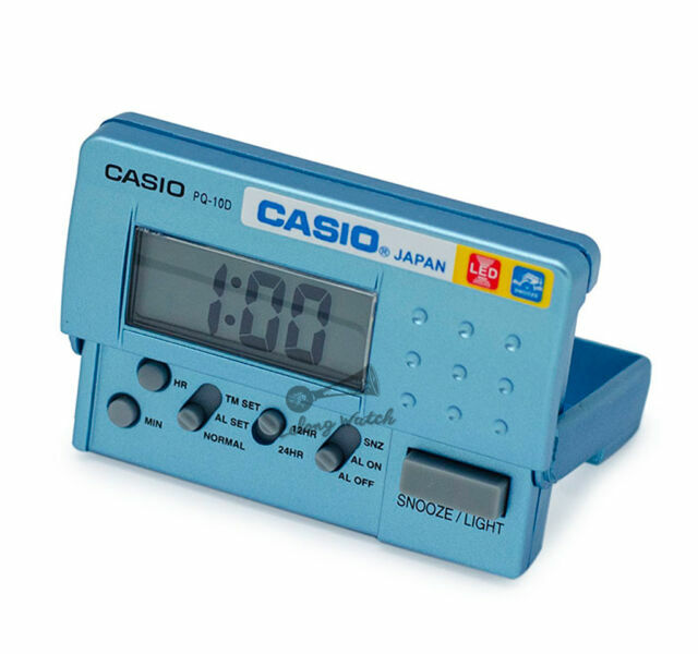 Casio Top Quality LCD Alarm Clock Blue Pq-10d Night Light Travel for ...