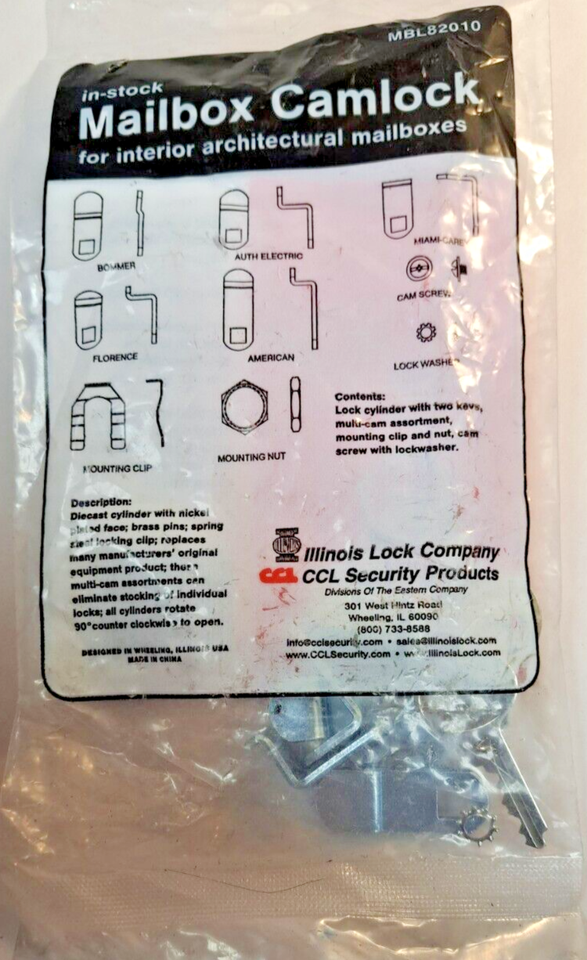 Sealed CCL - MBL82010 Mailbox Lock Counter-Clockwise Cam 2 Keys | eBay