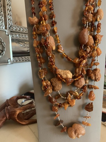 RESERVED Amber Gemstone Hand Knotted Beaded Necklace Honey Amber | eBay