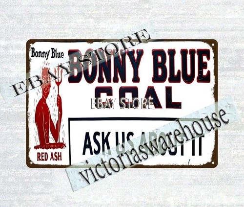 1930's Bonny Blue Coal devil industrial revolution miner metal tin sign ...