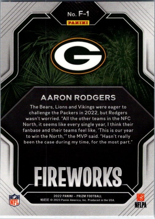 2022 Panini Prizm - Fireworks Aaron Rodgers #F-1 | eBay