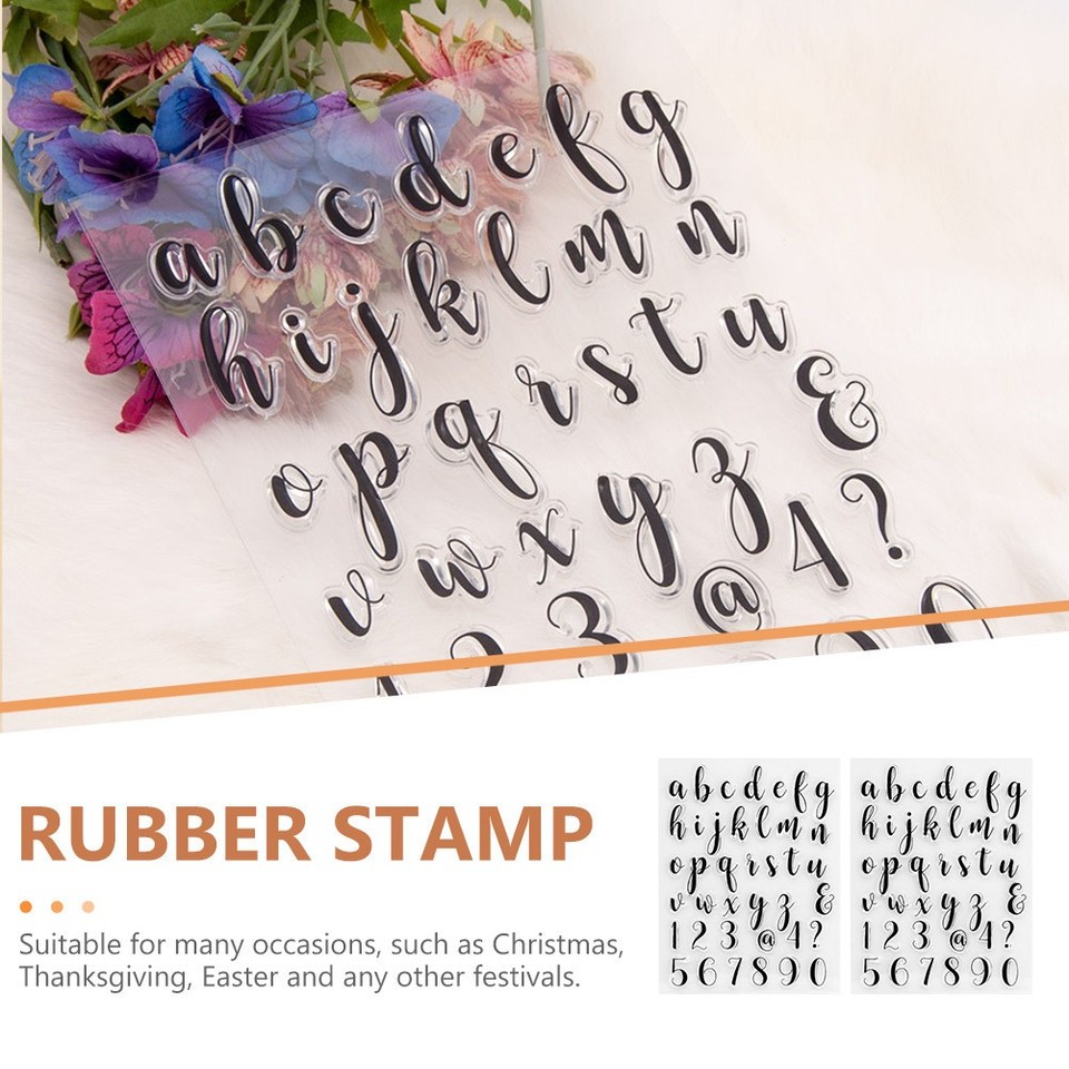 2 Sets Letter and Number Stamps Texture Clear Transparent for Crafting ...