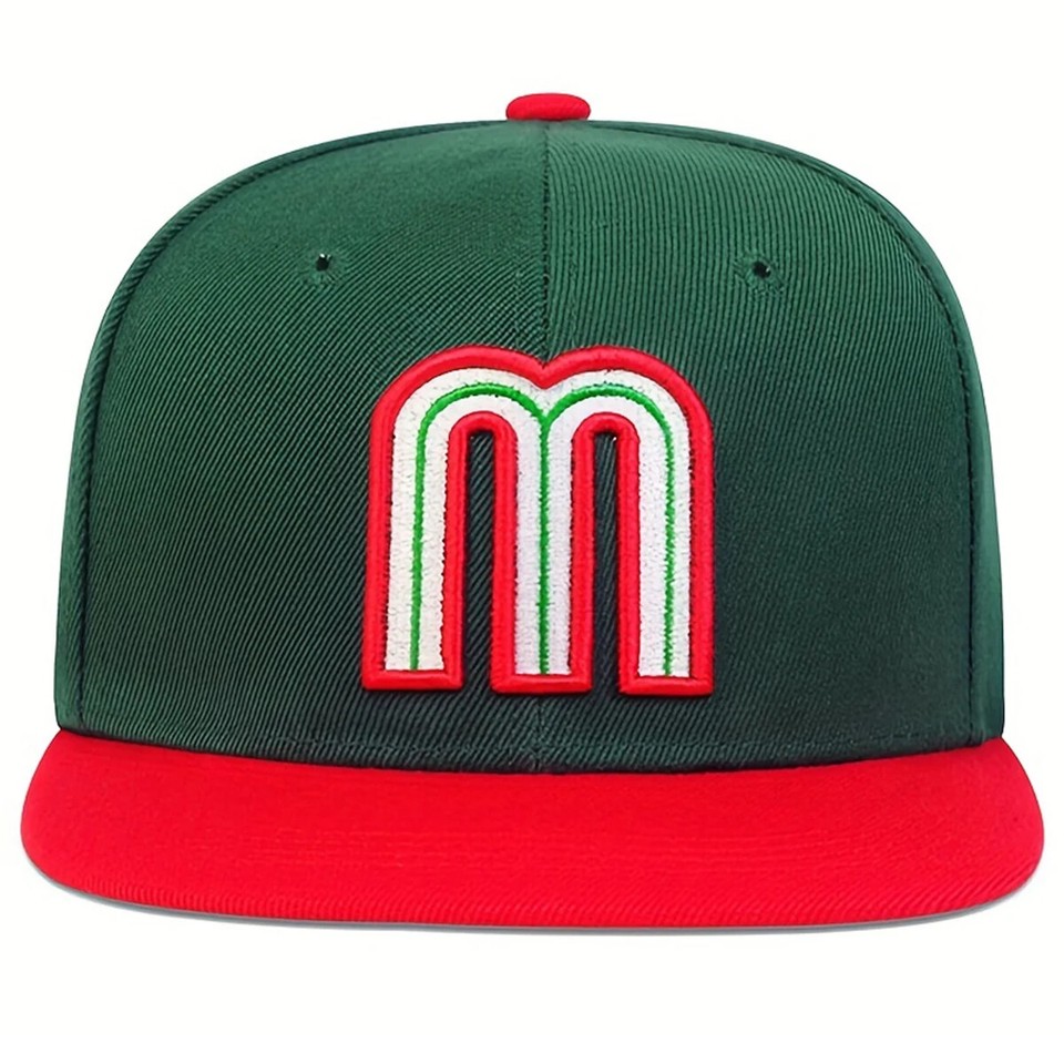 Mexico Baseball Cap Letter M With Embroidered Flag Flat Brim Snapback ...