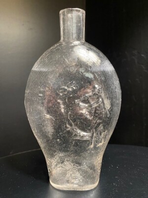 Antique embossed pontil bottle flask with hunting motif famous ...