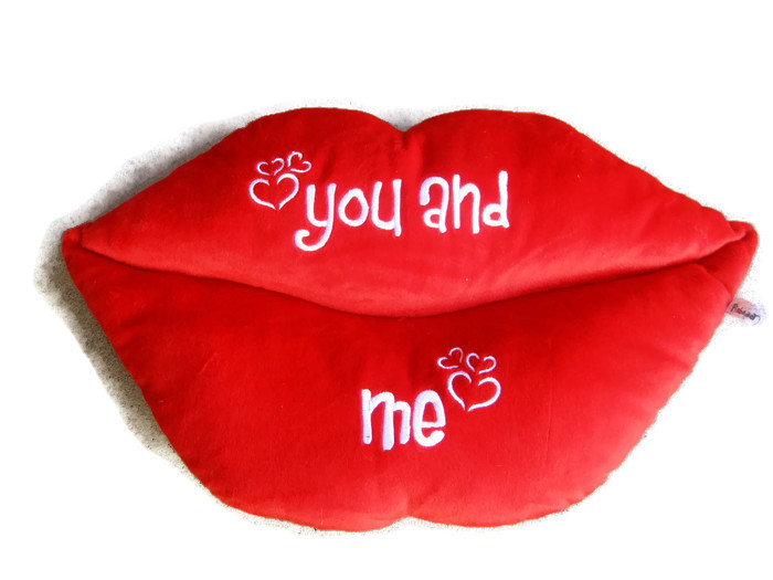 Big Red Plush Pillow 47x26cm Lips Shape Romantic Love Valentine "You ...