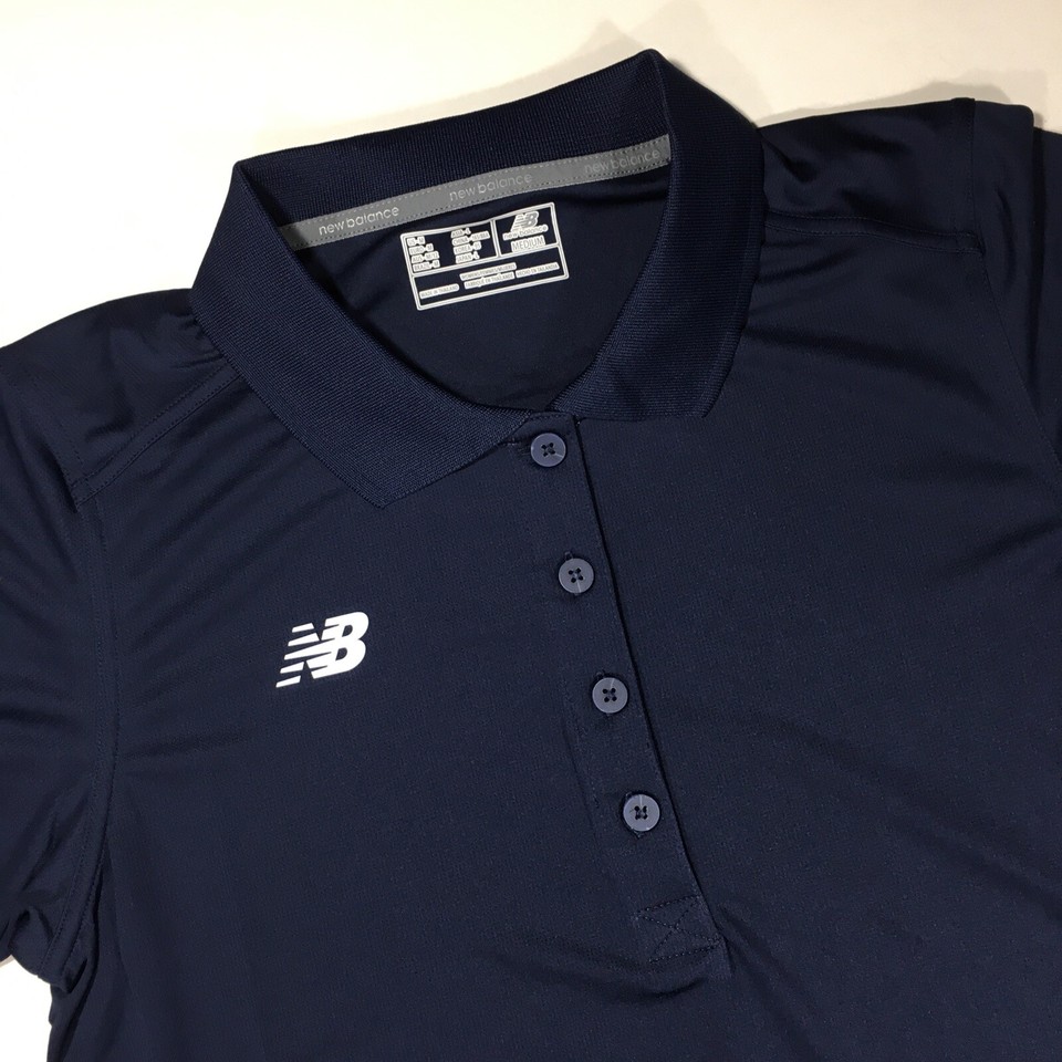 New Balance POLO SHIRT Womens M Navy Blue Performance Tech Athletic ...