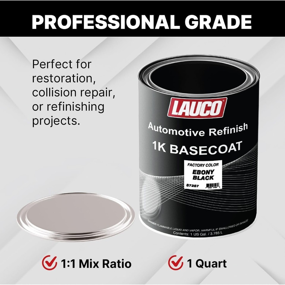 LAUCO Black 1K Basecoat Automotive Paint – Spray Gun Ready 87287-Quart ...