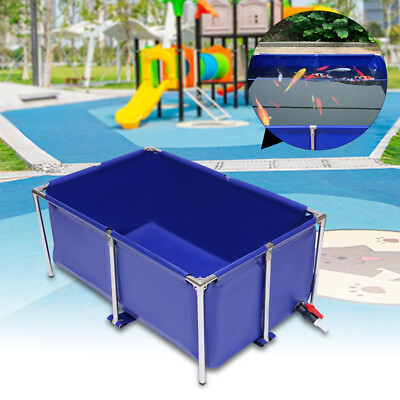 Blue Cuboid Canvas Fish Pond Aquarium Fish Water Tank Coating Koi ...