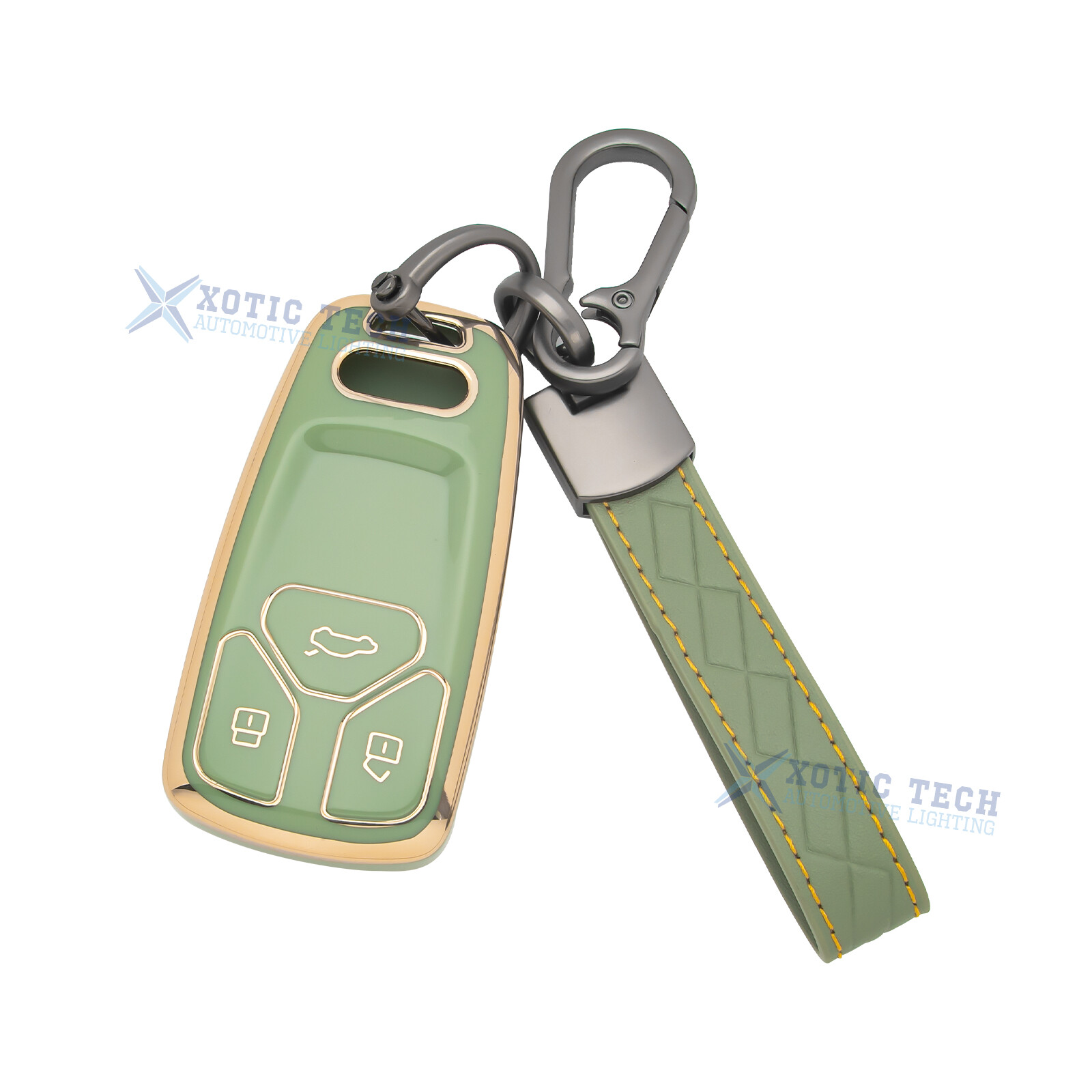 Set Green Soft Full Covered Keyless Key Protector w/Keychain For Audi ...