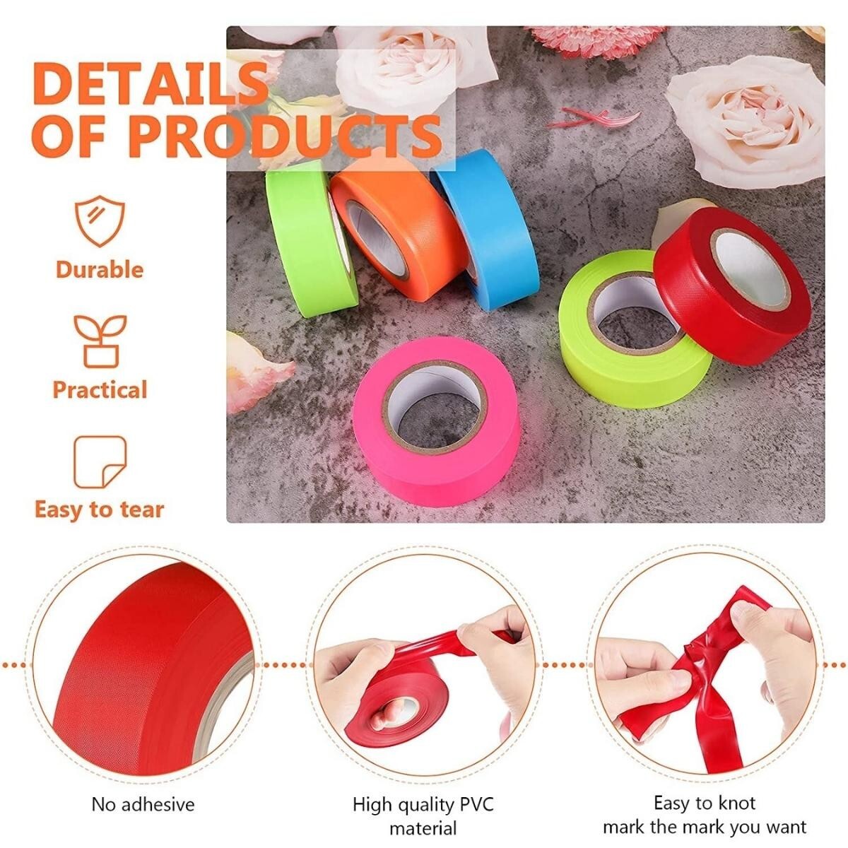 Flagging Tape - Pink - 300 feet Non-Adhesive Plastic Ribbon Pack of 12 ...