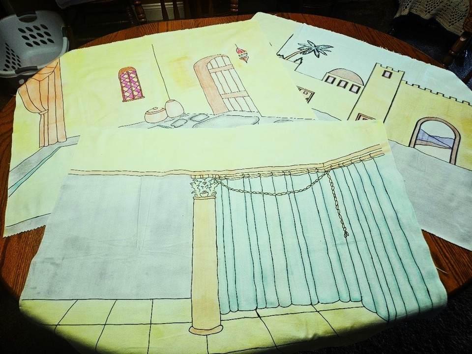 Vintage Bible Flannelgraph Backgrounds 27x36 Colored Street Council Rm ...