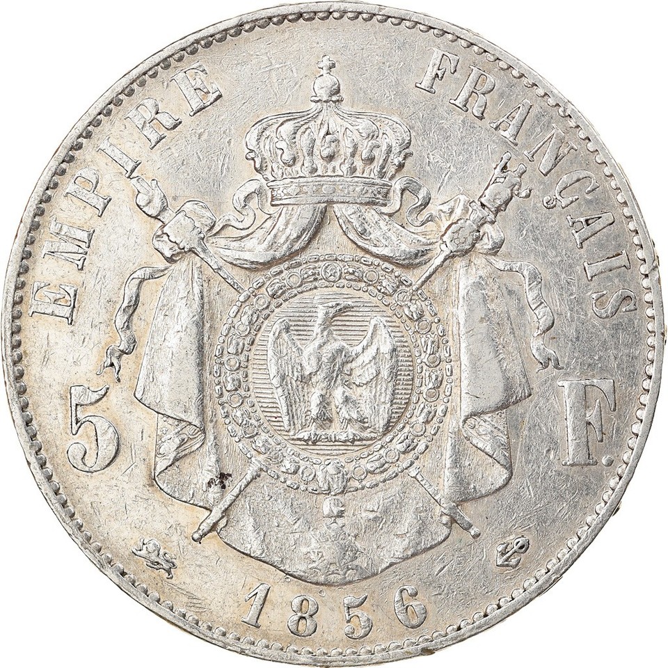 [#884677] Coin, France, Napoleon III, 5 Francs, 1856, Lyon, EF, Silver ...