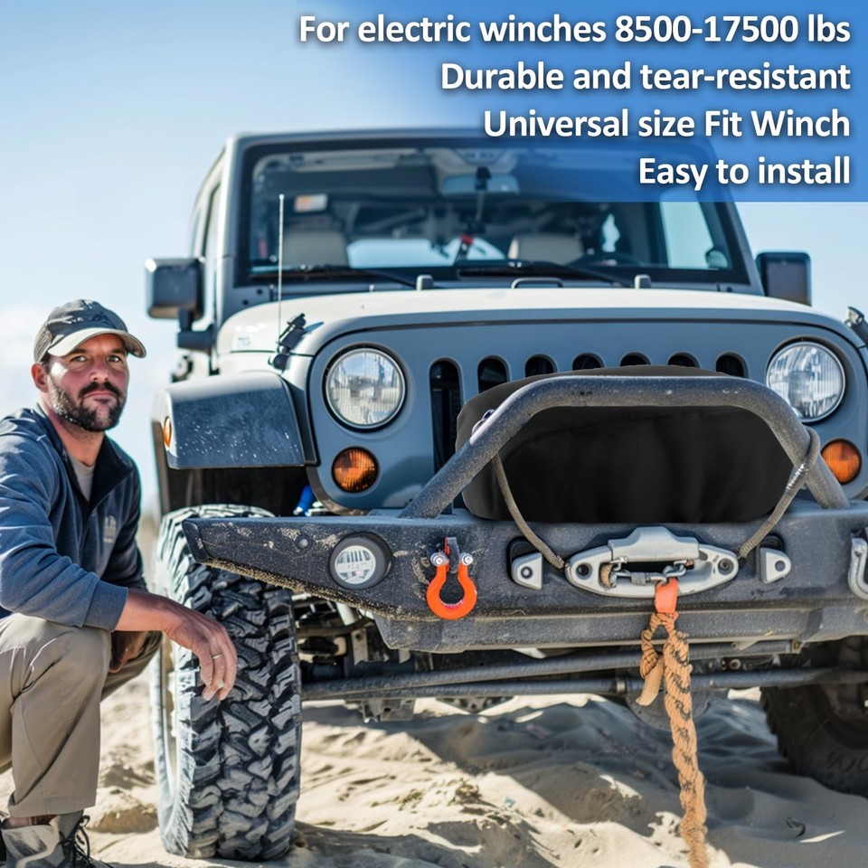 Badlands Winch Cover, Heavy Duty 600D Oxford Winch Cover 12000 Lb ...