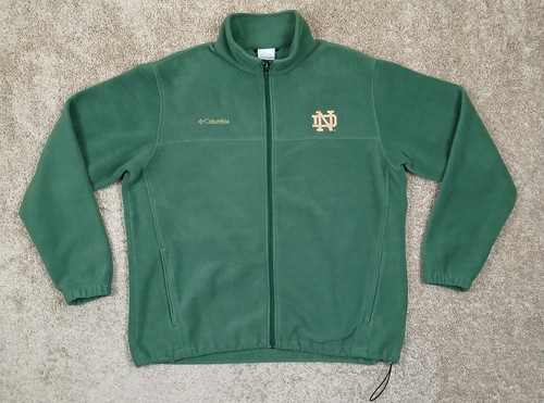 Columbia Fleece Jacket Notre Dame Fighting Irish Green Full Zip Mock ...