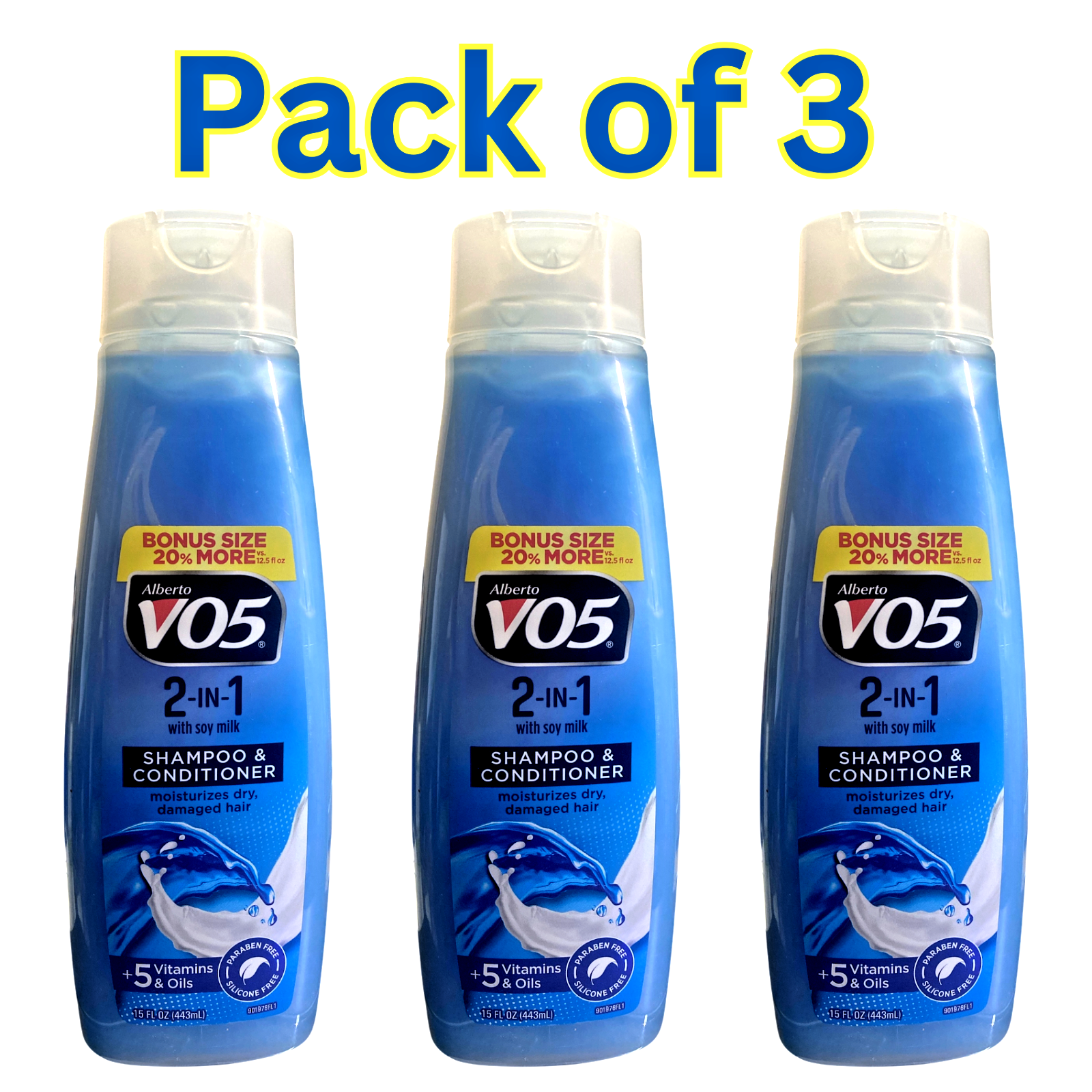 Alberto VO5 2-in-1 Shampoo & Conditioner with Soy Milk, Bonus Size, 15 oz (3pk) | eBay