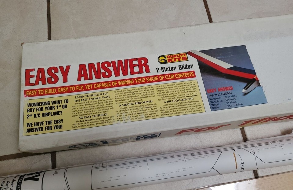 Vintage Global Quality Kits EASY ANSWER RC 2M Sailplane Glider 78 ...