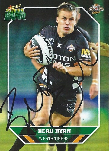 Signed 2011 WESTS TIGERS NRL Card BEAU RYAN | eBay Australia