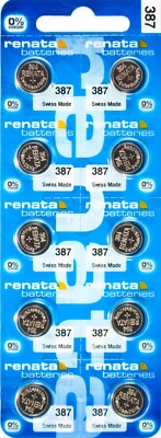 10 Renata 387S/387 Watch Battery Bulova Accutron 214 With SPACER RING 0 ...