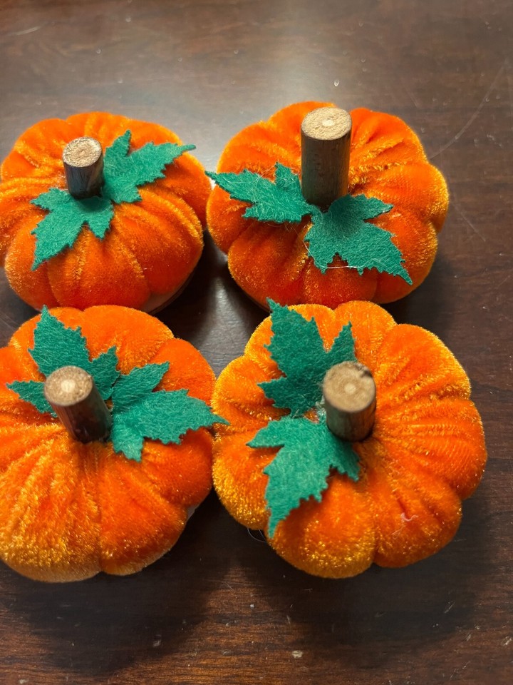PUMPKIN MAGNET SET ORANGE Velvet Set of Four 3 Inch Size | eBay