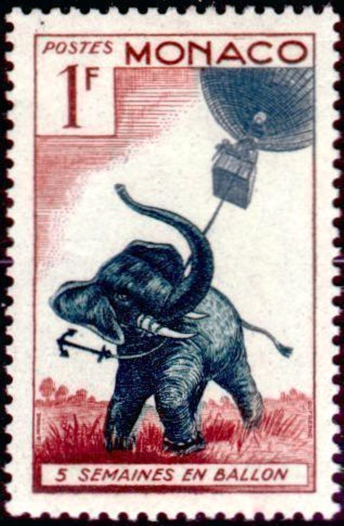 MONACO STAMP N° 427 " JULES VERNE 5 WEEKS IN ELEPHANT BALLOON 1F" NEW x ...