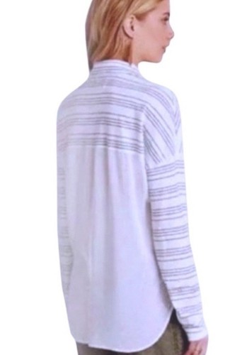 Anthropologie Sheer Back Top Small 2 4 Gray Button-Dow Tee Shirt Fabric ...