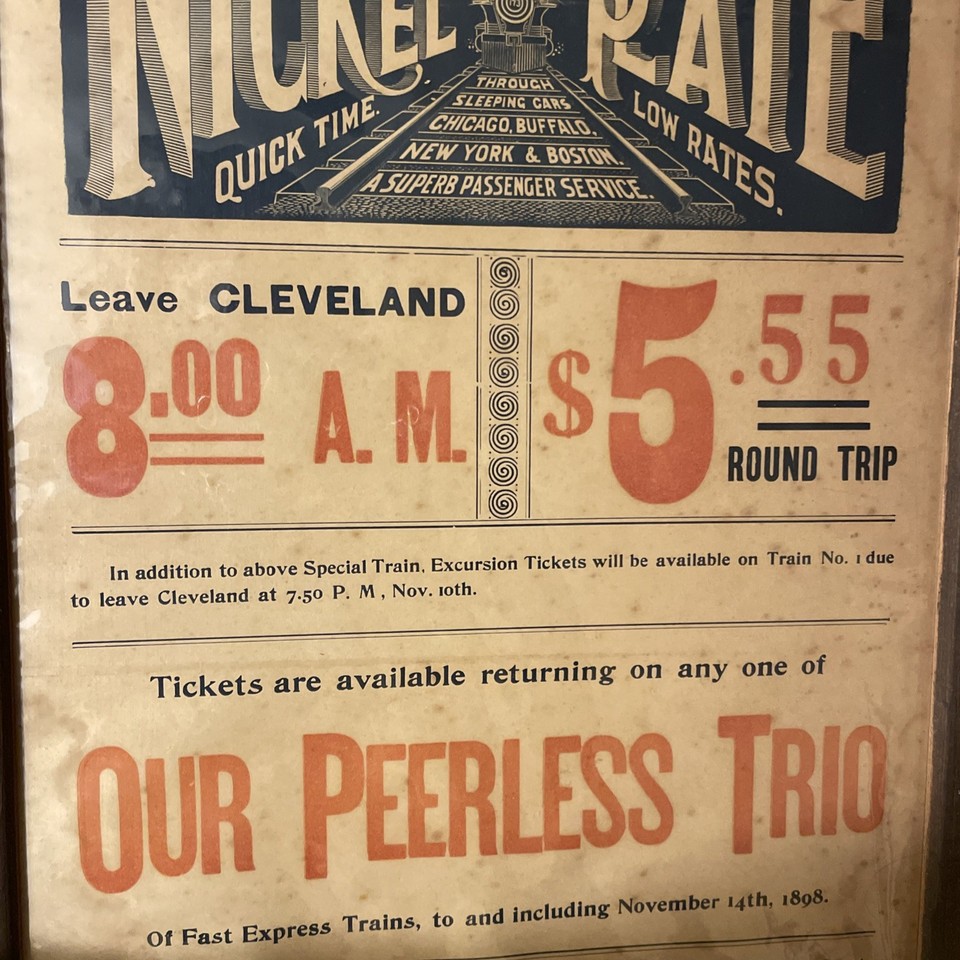 Nickel Plate Road Railroad poster Ad For Low Rate Excursion To Chicago ...