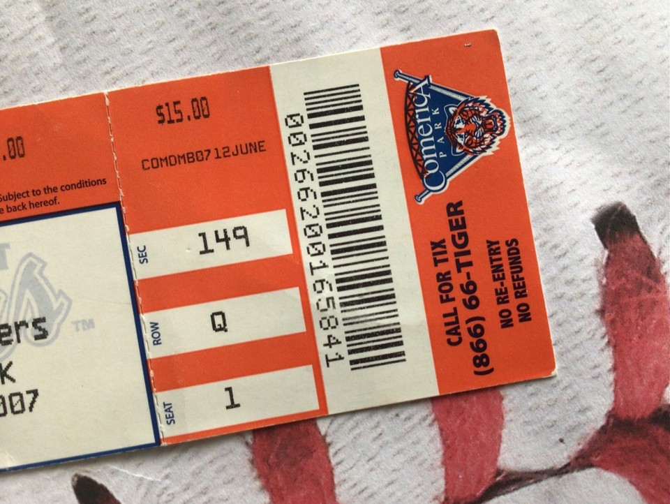 Justin Verlander 1st No Hitter Ticket Stub Detroit Tigers 6/12/07 at ...