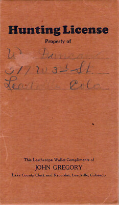 LEADVILLE COLORADO HUNTING LICENSE LEATHEROPE WALLET ENVELOPE ONLY | eBay