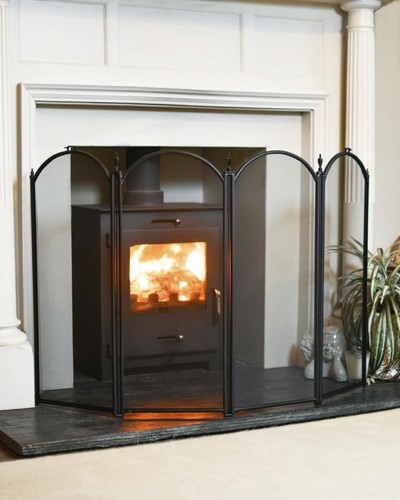 Large Black Arched Design Four Fold Fire Guard | eBay UK