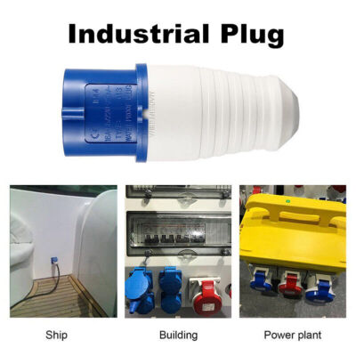 16 Amp 240V Site Trailing Plug Socket 16A 3 Pin 240 Volt Blue Hook Up ...