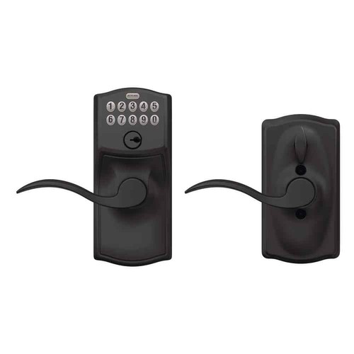 Camelot Matte Black Electronic Keypad Door Lock with Accent Handle and ...