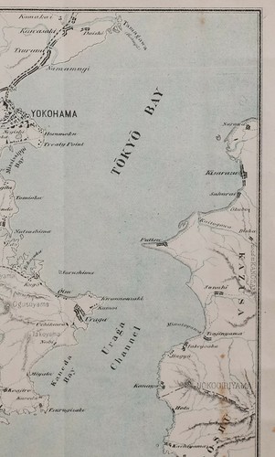 1894 JAPAN JAPANESE TOURIST MAP NEIGHBOURHOOD OF YOKOHAMA SAGAMI BAY ...