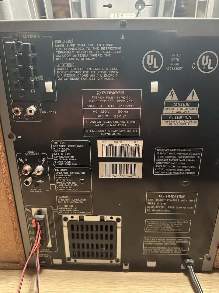 Pioneer Stereo File Receiver System 25 CD AM FM Dual Cassette Audio XR ...