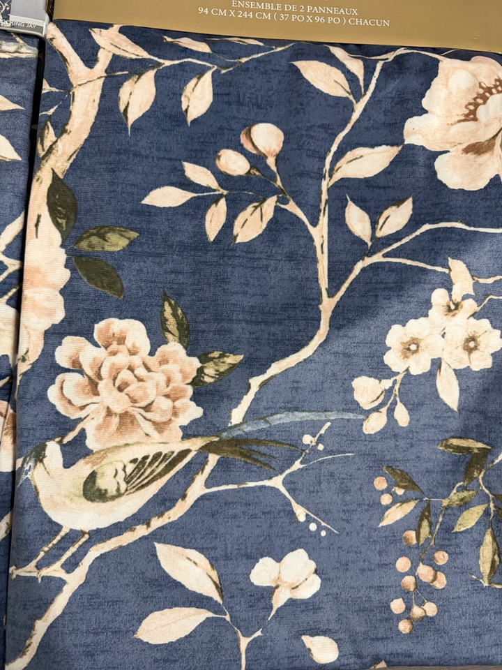 New Aimee Maison Mocking Jay Drapes 37" x 96" Set of 4 ~Blue~ | eBay