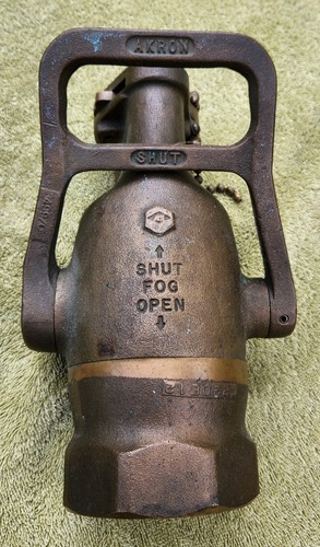 Antique Akron 2-1/2" Solid Brass Fog and Straight Stream Fire Nozzle | eBay